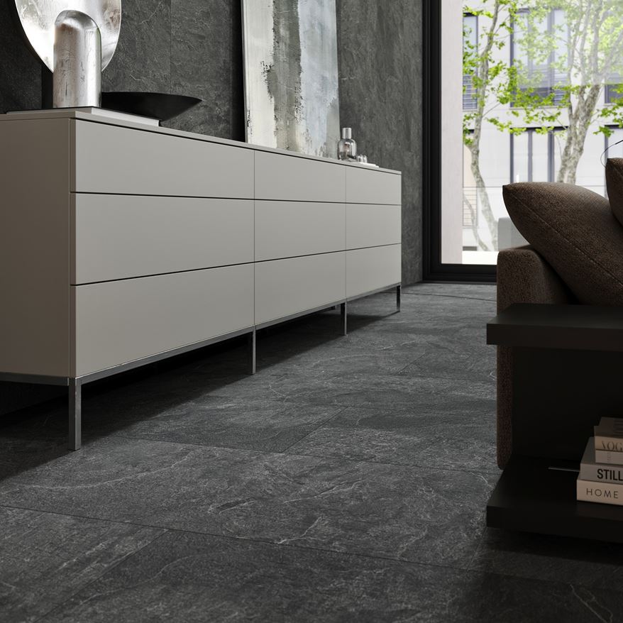 RAKO CORE dlažba 30x60 cm, mat reliéf, černá | Koupelny Ptáček