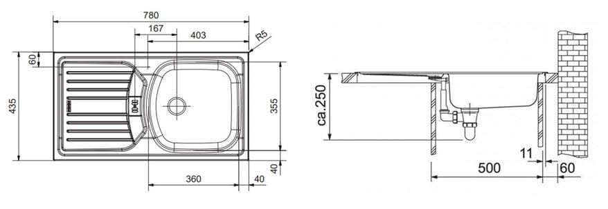 FRANKE EUROSTAR ETN 614 NOVA 6/4" nerezový dřez 780x435 mm, otočný ...