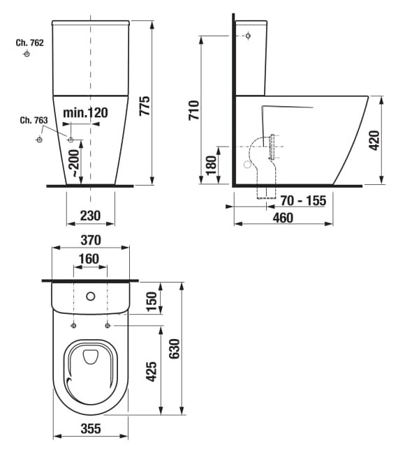 JIKA CUBITO STYLE WC kombi mísa, Vortex/Rimless splachování, Dual-Flush ...