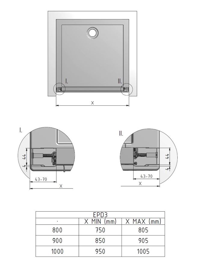 EASY EPD3 900/1900 B/CS sprchové dveře 90x190 cm, posuvné, bílá/sklo ...